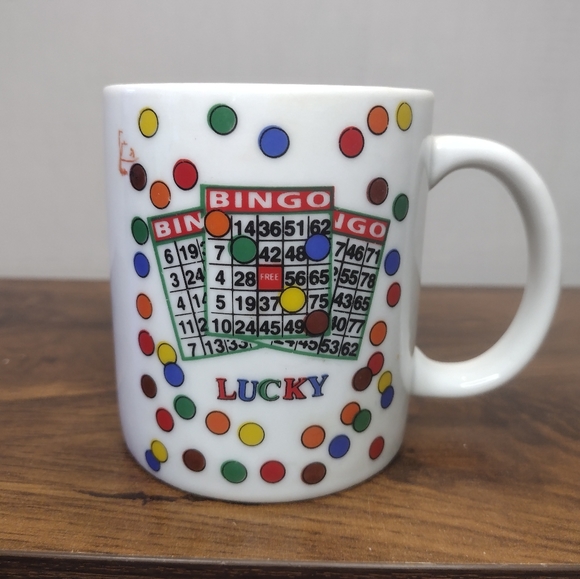 unbranded | Dining | Lucky Bingo Mug With Bingo Cards And Polka Dots ...